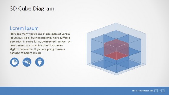 Highlighted 3D Block Inside Eight 3D Cube Matrix - SlideModel