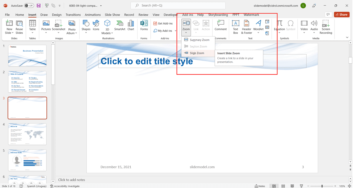 0008 using zoom to create table of content SlideModel