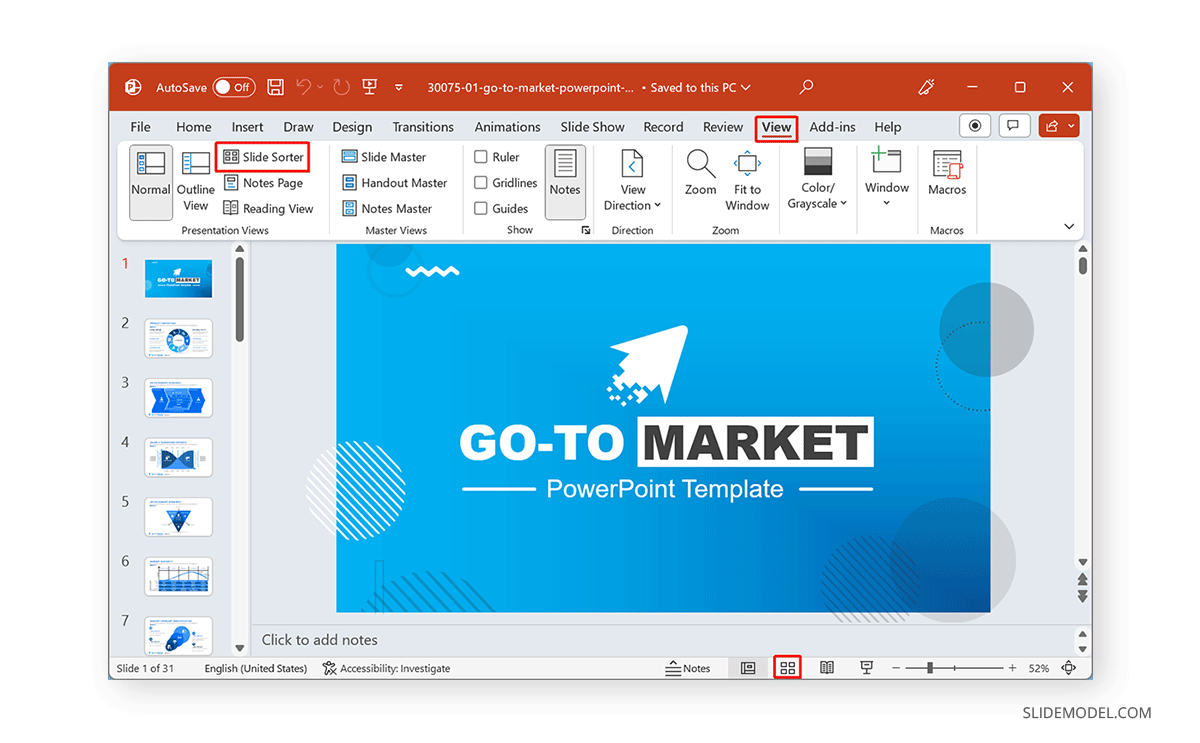 How To Switch To Slide Sorter View In PowerPoint