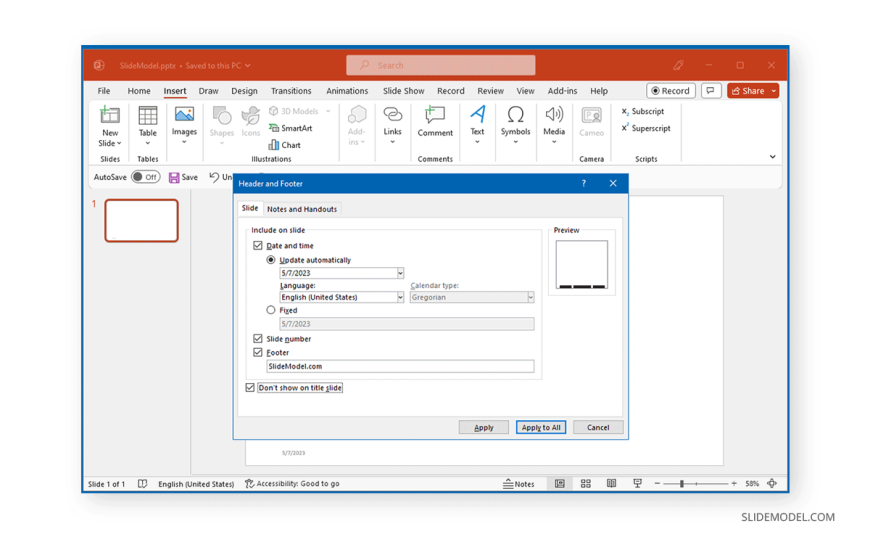 02 header and footer options in powerpoint SlideModel