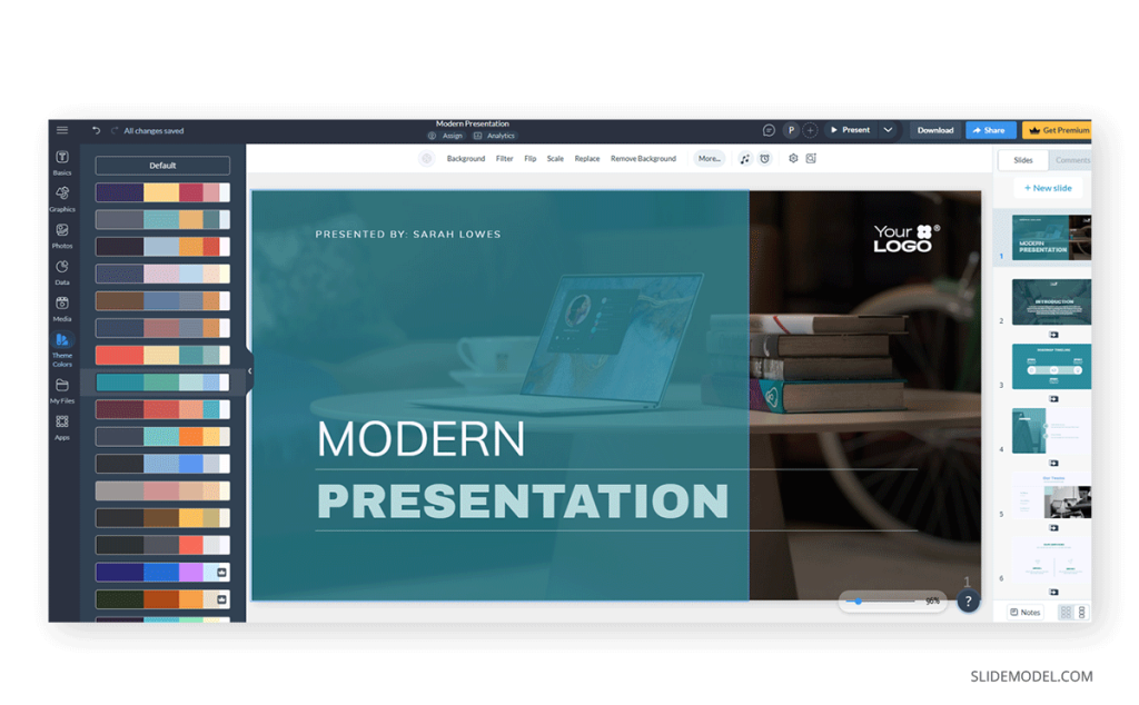 04-change-color-theme-visme-presentation-slidemodel-review - SlideModel