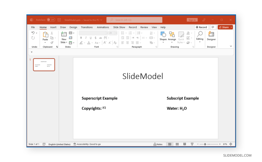 04 example of using superscript and subscript in powerpoint SlideModel