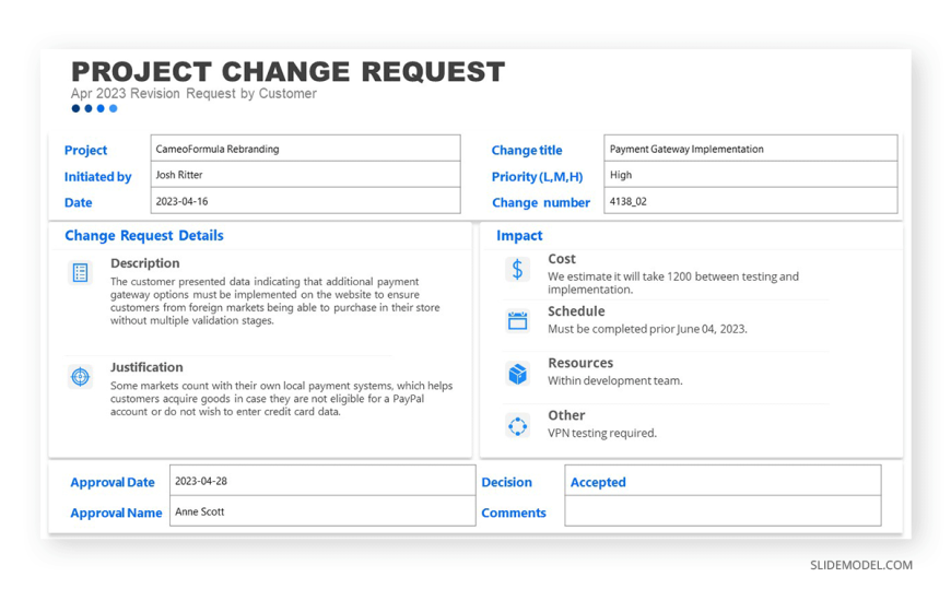 04 project change request example SlideModel