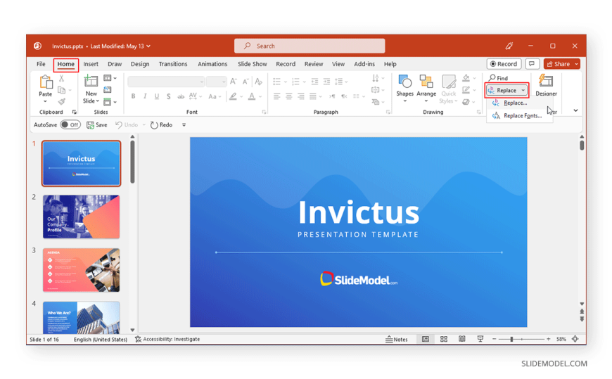 04 replace text or fonts in powerpoint SlideModel