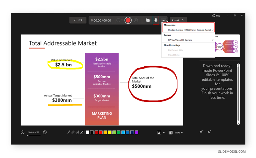 08 how to enable microphone in powerpoint recording SlideModel