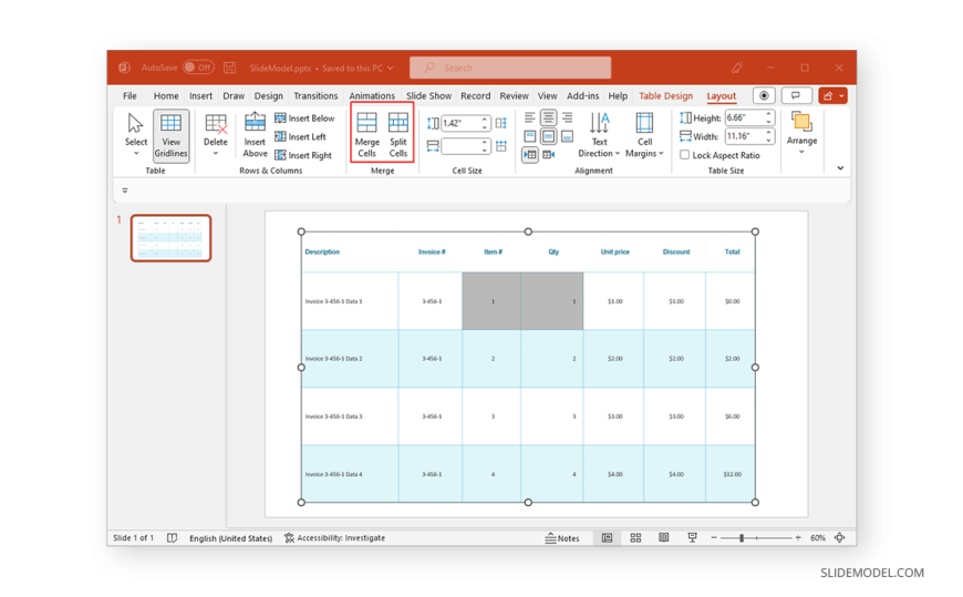 09 split and merge cells in powerpoint table SlideModel
