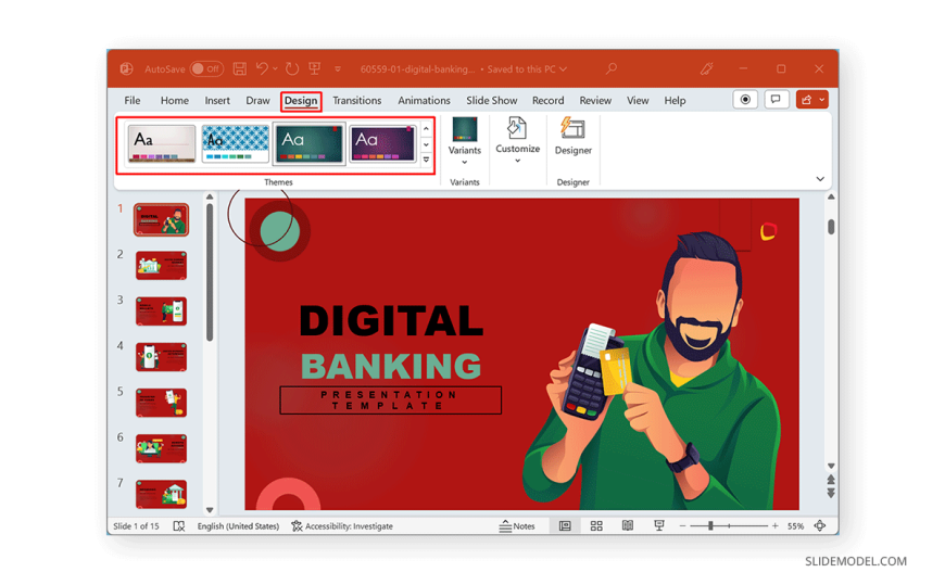 10 change to a default theme in powerpoint SlideModel