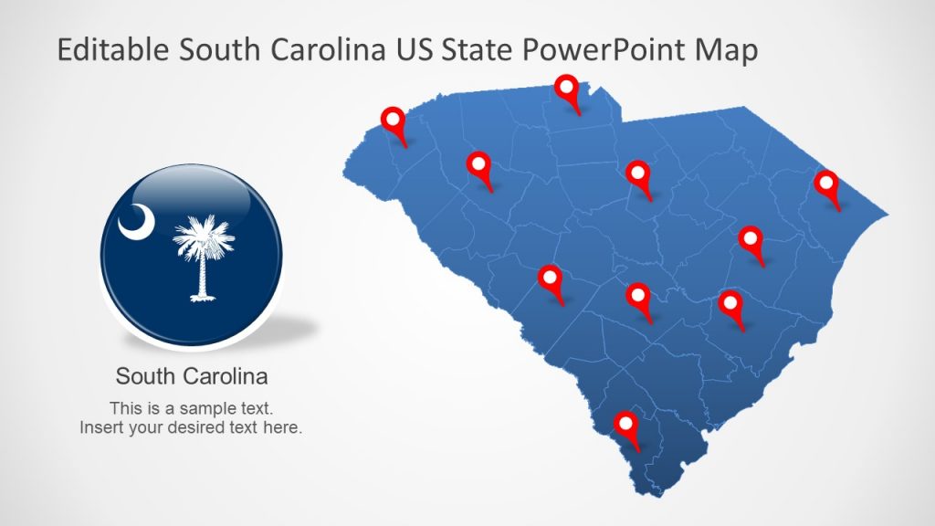 Flat and Map of South Carolina Template - SlideModel