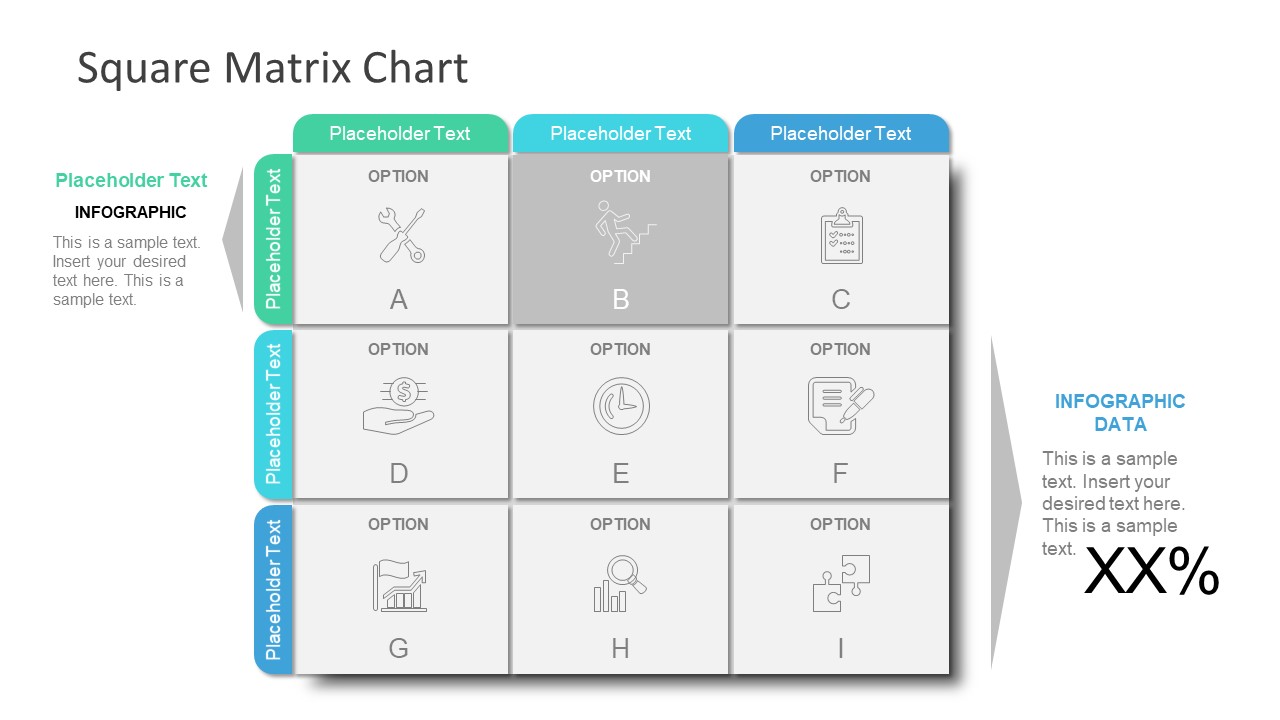 9 Cells Square Matrix Powerpoint Infographic - Slidemodel