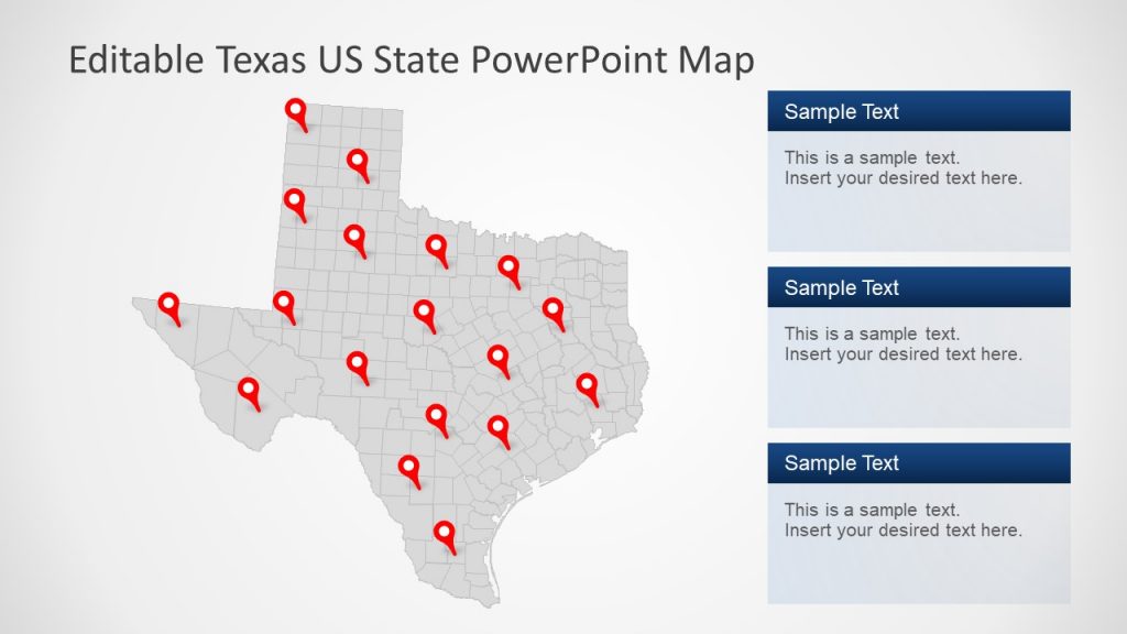 Gray Map of PowerPoint US Texas State - SlideModel