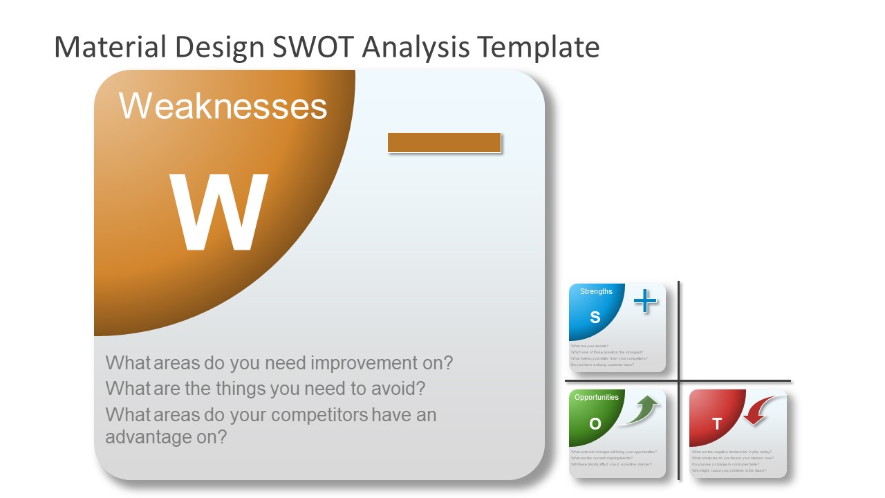 Material Design SWOT Analysis Template - SlideModel