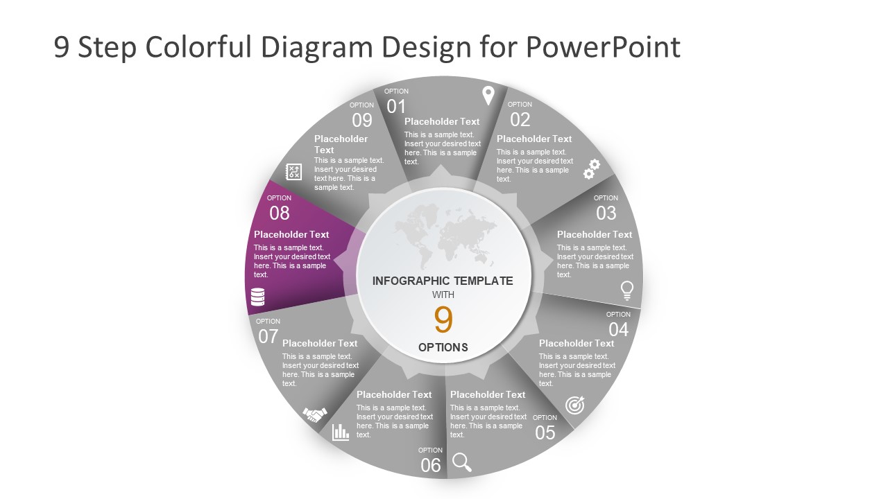 9 Step Colorful Diagram Design for PowerPoint - SlideModel