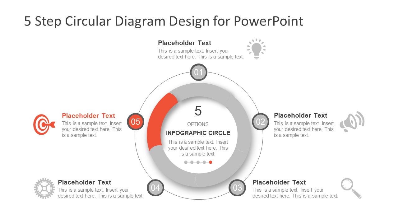 5 Step Creative Circular Diagram For Powerpoint Slidemodel