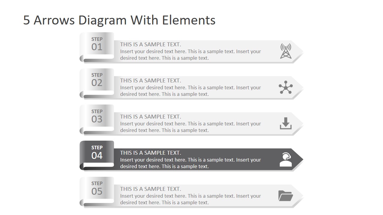 5 Arrows Diagram with Elements - SlideModel