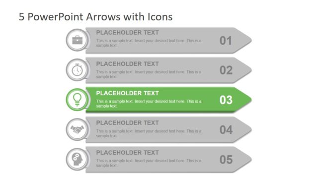 5 Arrows Lightbulb Idea Template - SlideModel