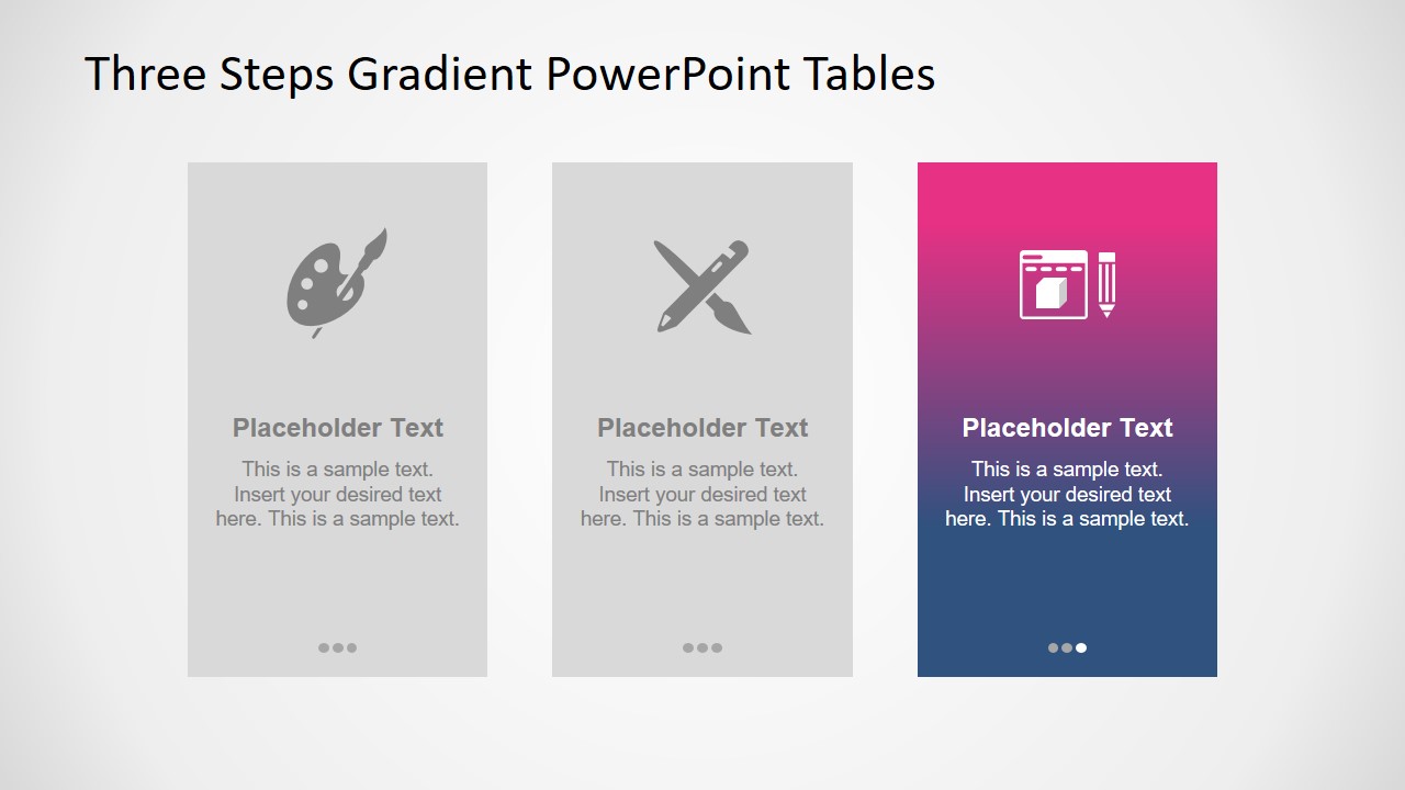 Three Steps Gradient PowerPoint Tables - SlideModel
