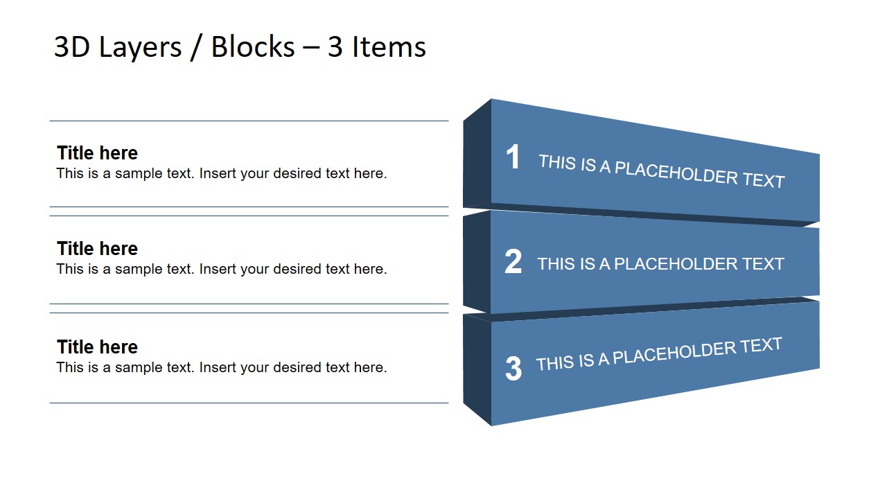 3D Block Layers 3 Steps PowerPoint Diagrams - SlideModel