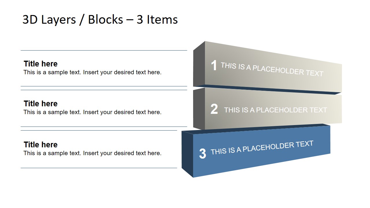3D Block Layers 3 Steps PowerPoint Diagrams - SlideModel