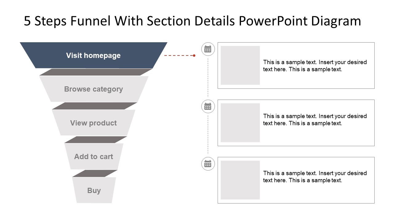5 Steps Funnel With Section Details PowerPoint Diagram - SlideModel