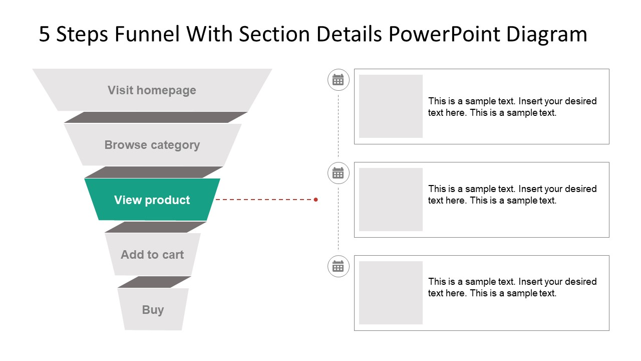 5 Steps Funnel With Section Details PowerPoint Diagram - SlideModel