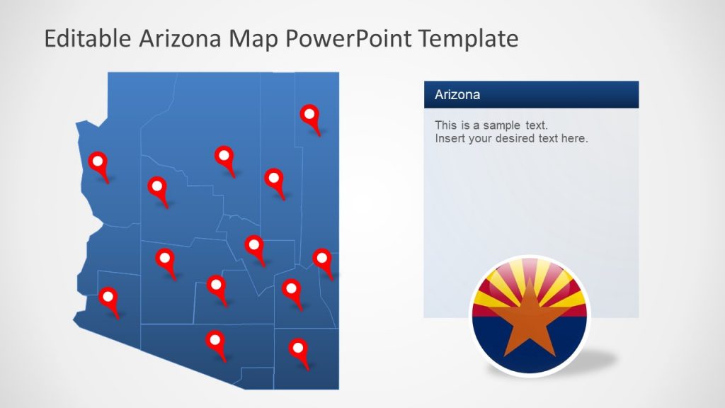 Editable Map Template of Arizona - SlideModel