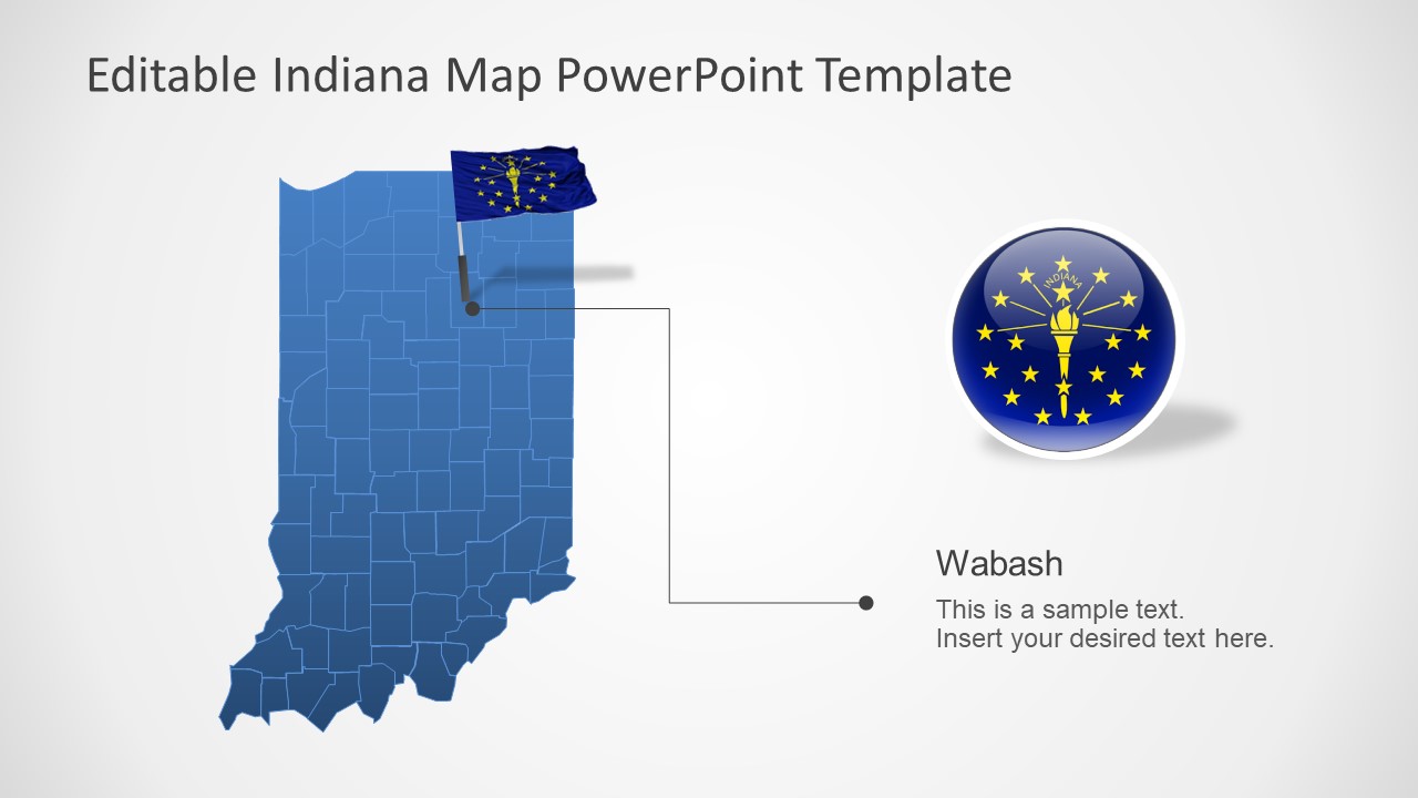 Indiana US State With Counties PowerPoint Map - SlideModel