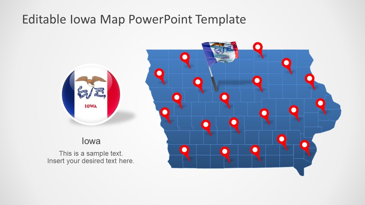 Iowa US State Map PowerPoint - SlideModel