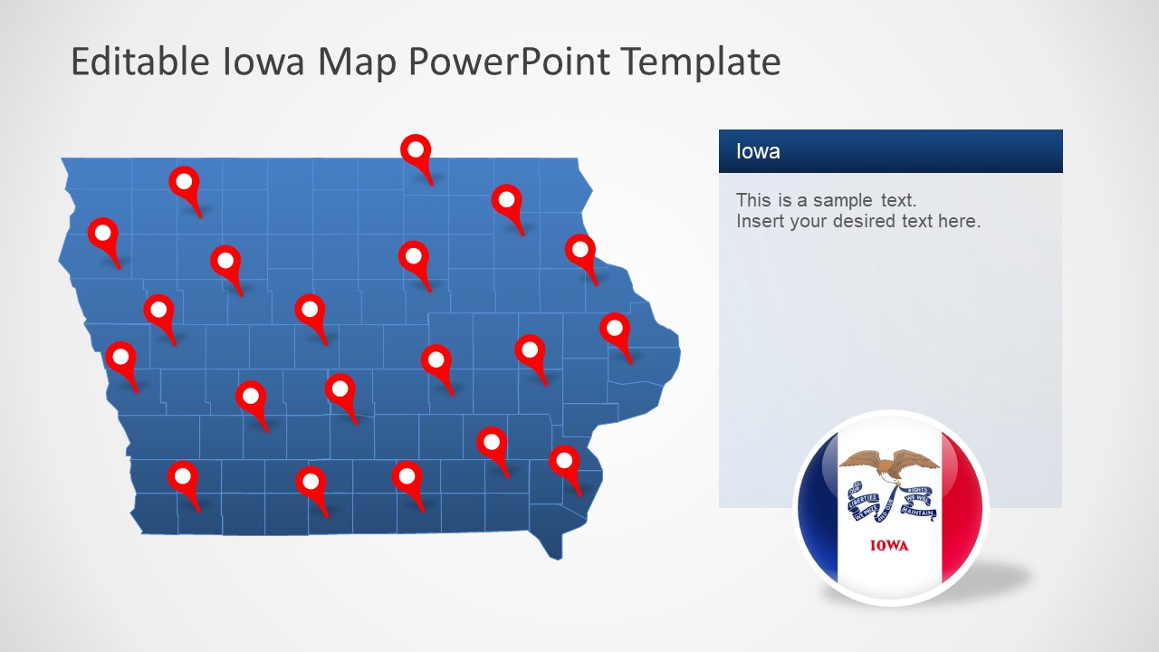 Iowa US State With Counties PowerPoint Map - SlideModel