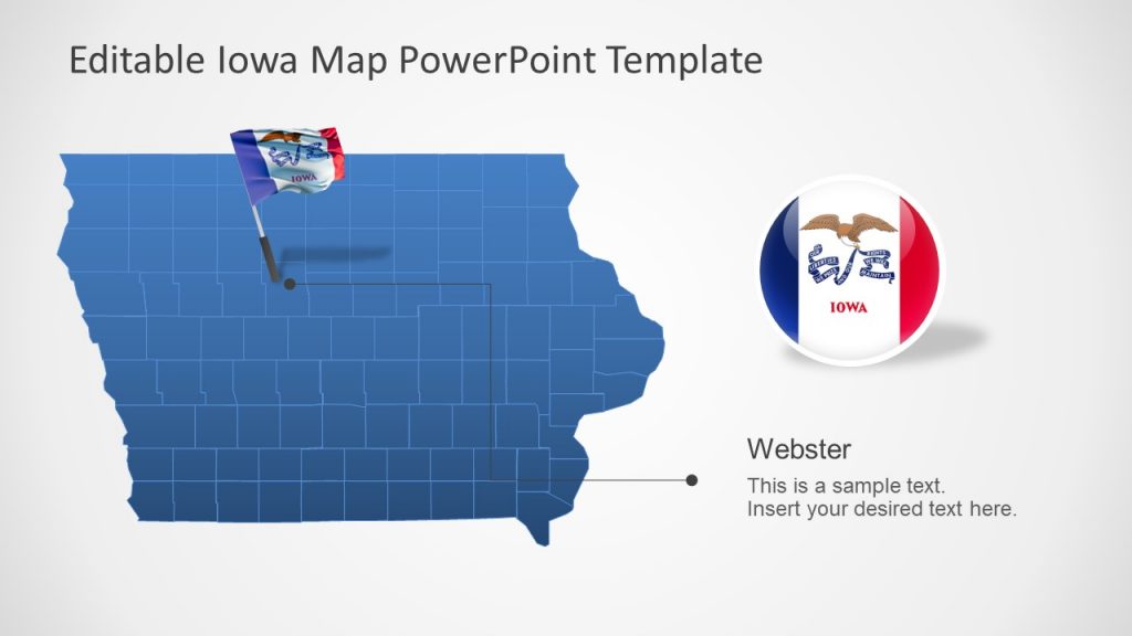 Counties in USA State Iowa Map PPT - SlideModel