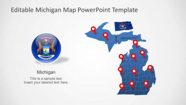 USA State Map for Michigan PPT - SlideModel