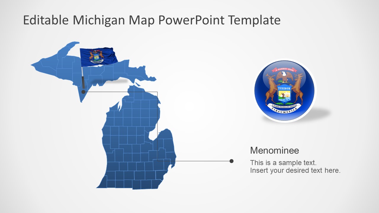 Michigan US State With Counties PowerPoint Map - SlideModel