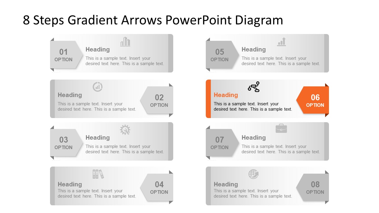 8 Steps Gradient Arrows PowerPoint Diagram - SlideModel