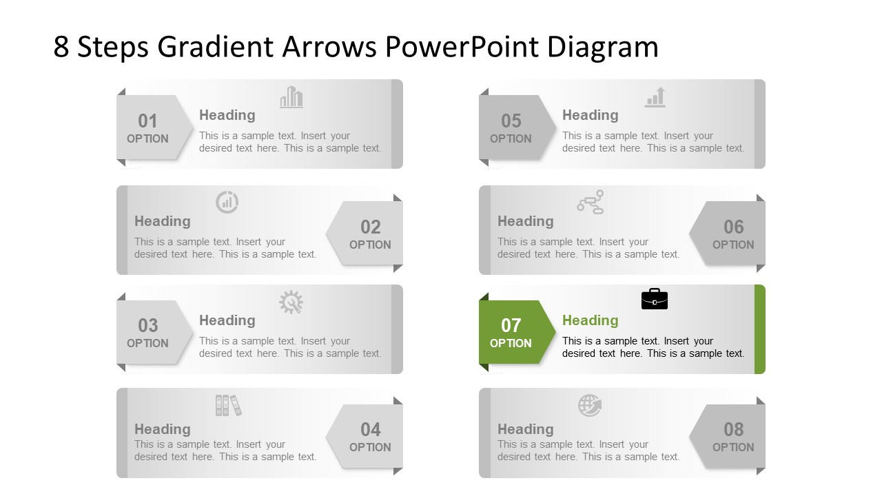 8 Steps Gradient Arrows PowerPoint Diagram - SlideModel