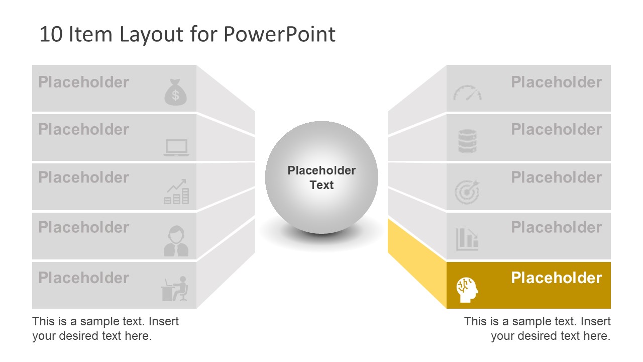 10 Item Tunnel Layout PowerPoint Diagram