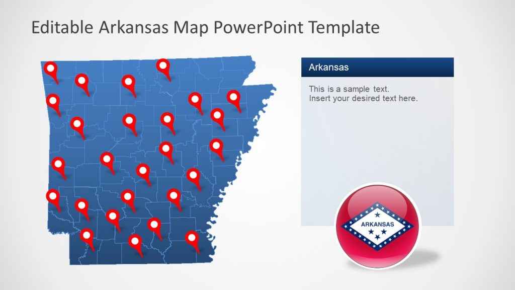 Presentation of Arkansas Editable Map - SlideModel