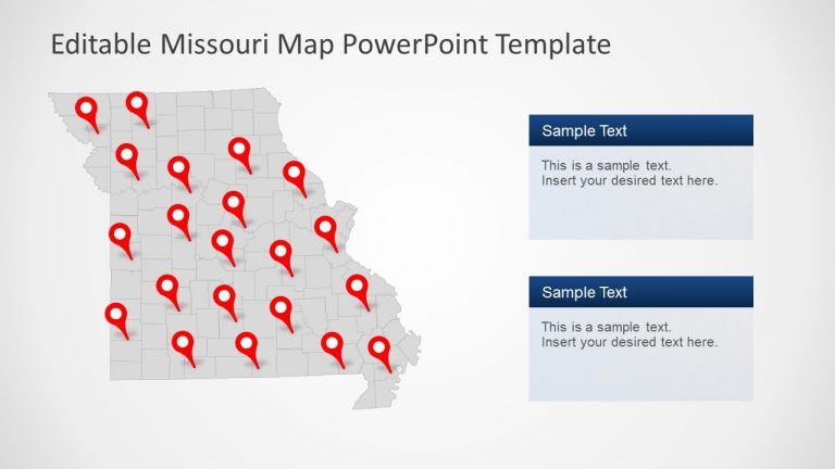 PPT Map of Missouri Gray Outline - SlideModel