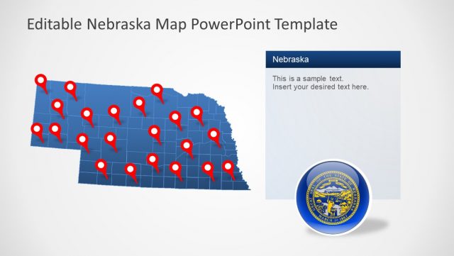 Editable Map of Nebraska PowerPoint Template - SlideModel