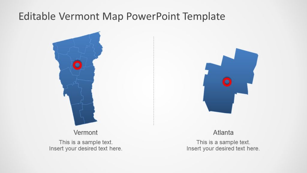 USA State of Vermont PowerPoint Map - SlideModel