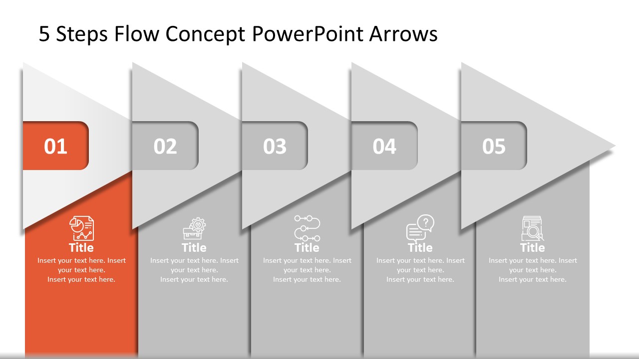 5 Steps Flow Concept PowerPoint Arrows - SlideModel