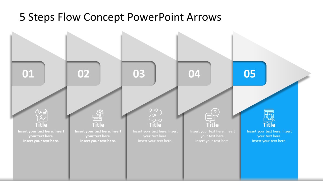 5 Steps Flow Concept PowerPoint Arrows - SlideModel
