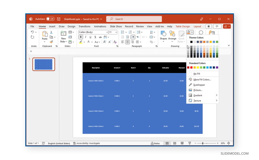 15 shade table cells in powerpoint SlideModel
