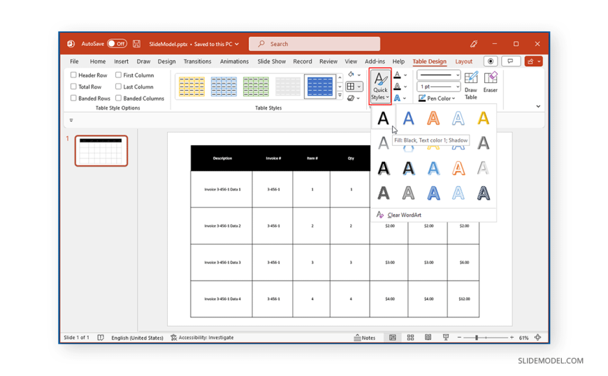 16 quickstyles in powerpoint tables SlideModel