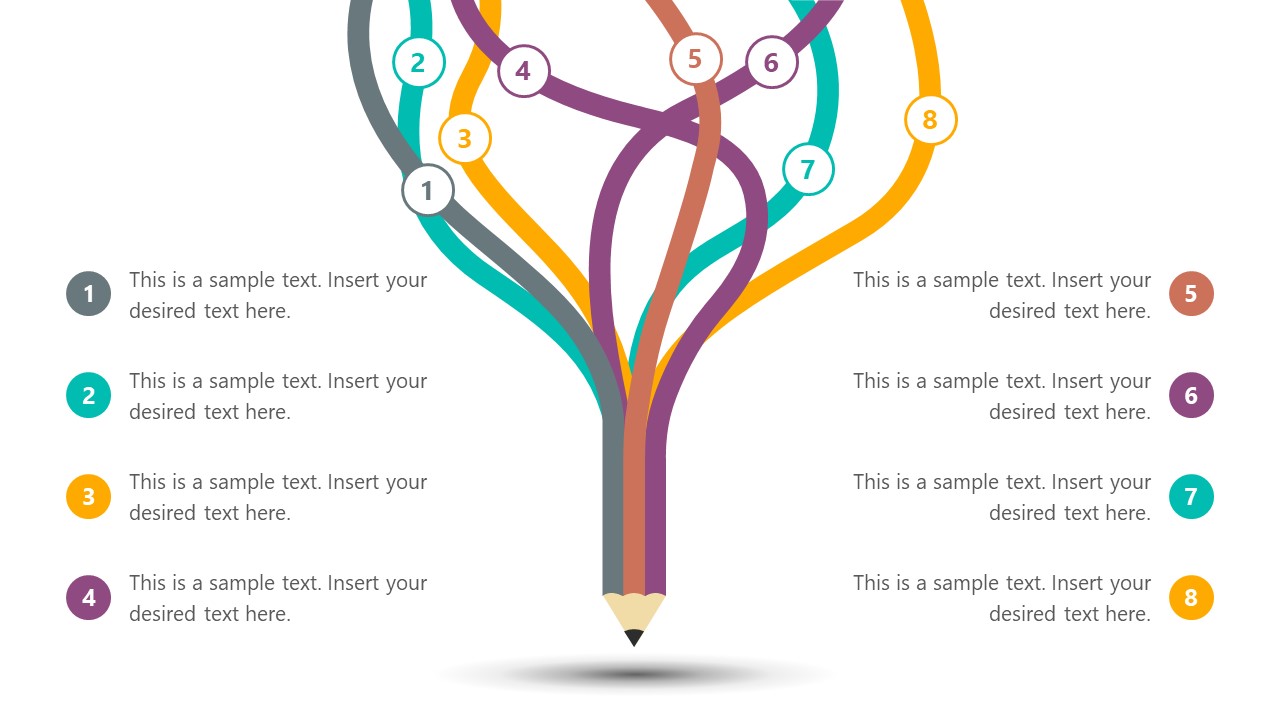 Pencil Education Curved Lines PowerPoint Template - SlideModel