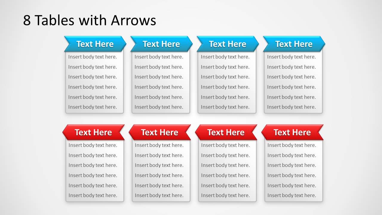 Tables with Arrows Template for PowerPoint - SlideModel