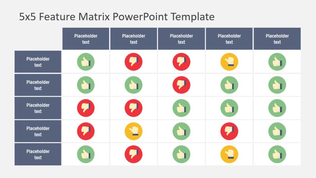 Feature Matrix 5X5 Template Design - SlideModel