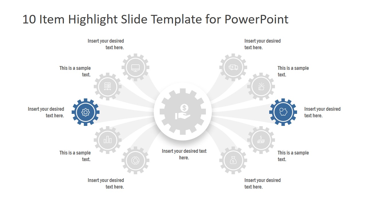 10-Item Highlight Slide PowerPoint Template & Presentation Slides