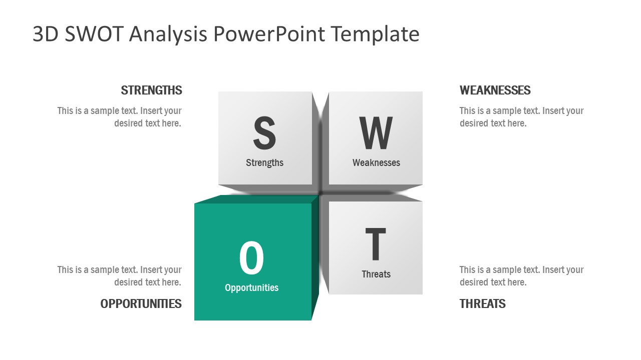3D SWOT Analysis PowerPoint Template Concept & Slides