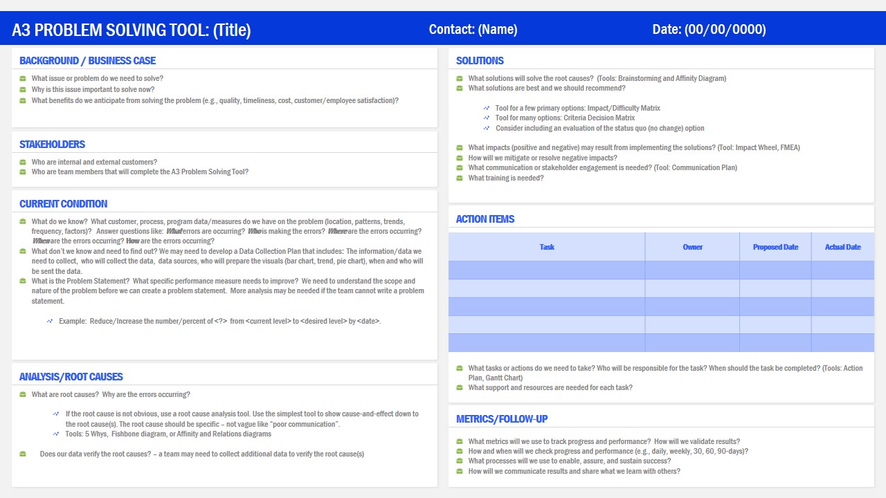 A3 Problem Solving A3 Root Cause Analysis Riset