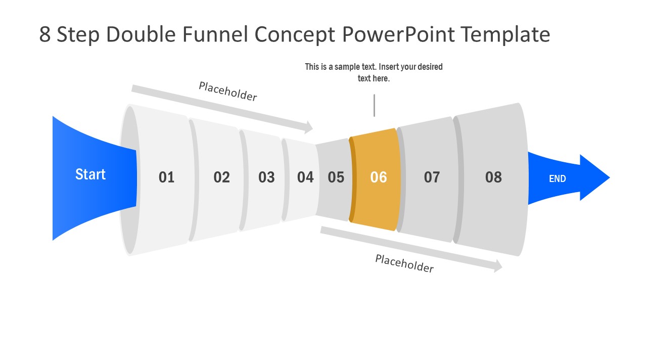 8 Step Double Funnel Concept PowerPoint Template - SlideModel