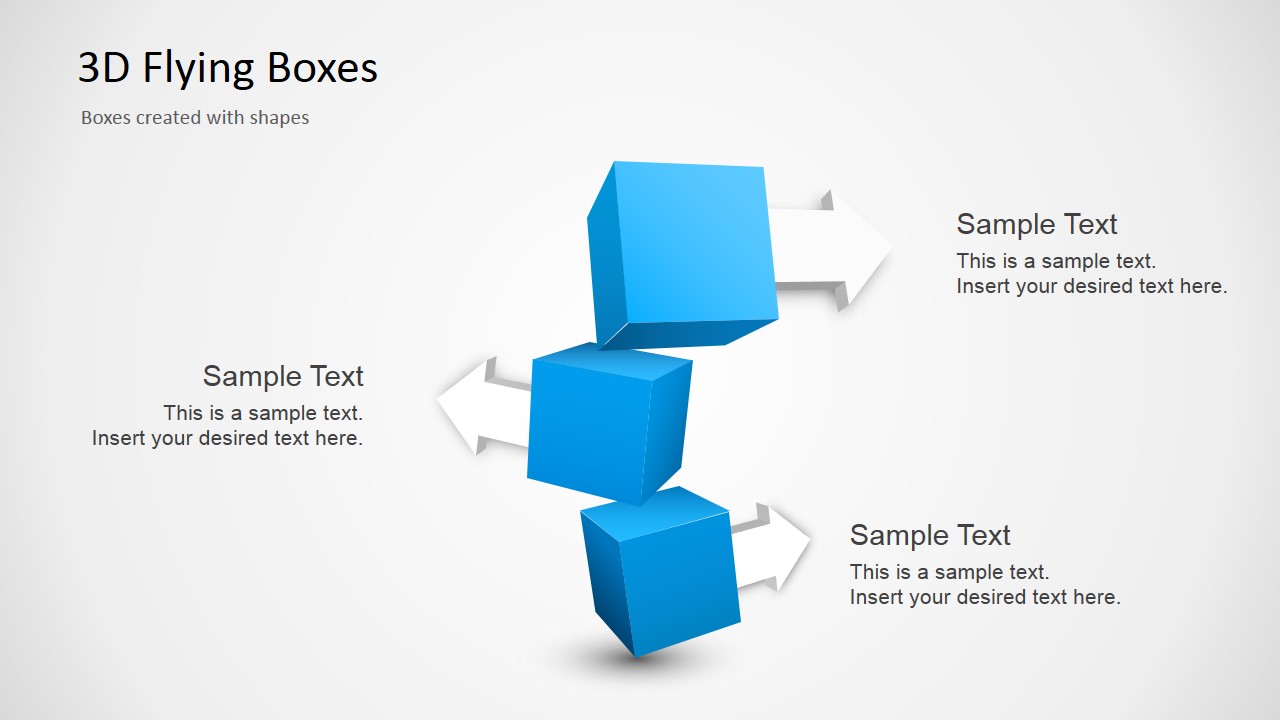 Three 3D Flying Boxes for PowerPoint - SlideModel